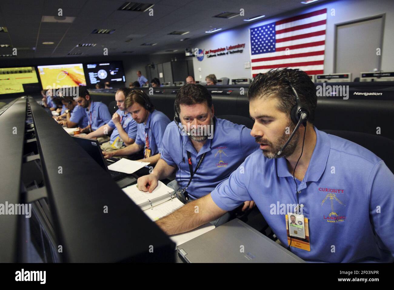 Propulsion engineers Todd Barber and Raymond Baker, right, works before ...