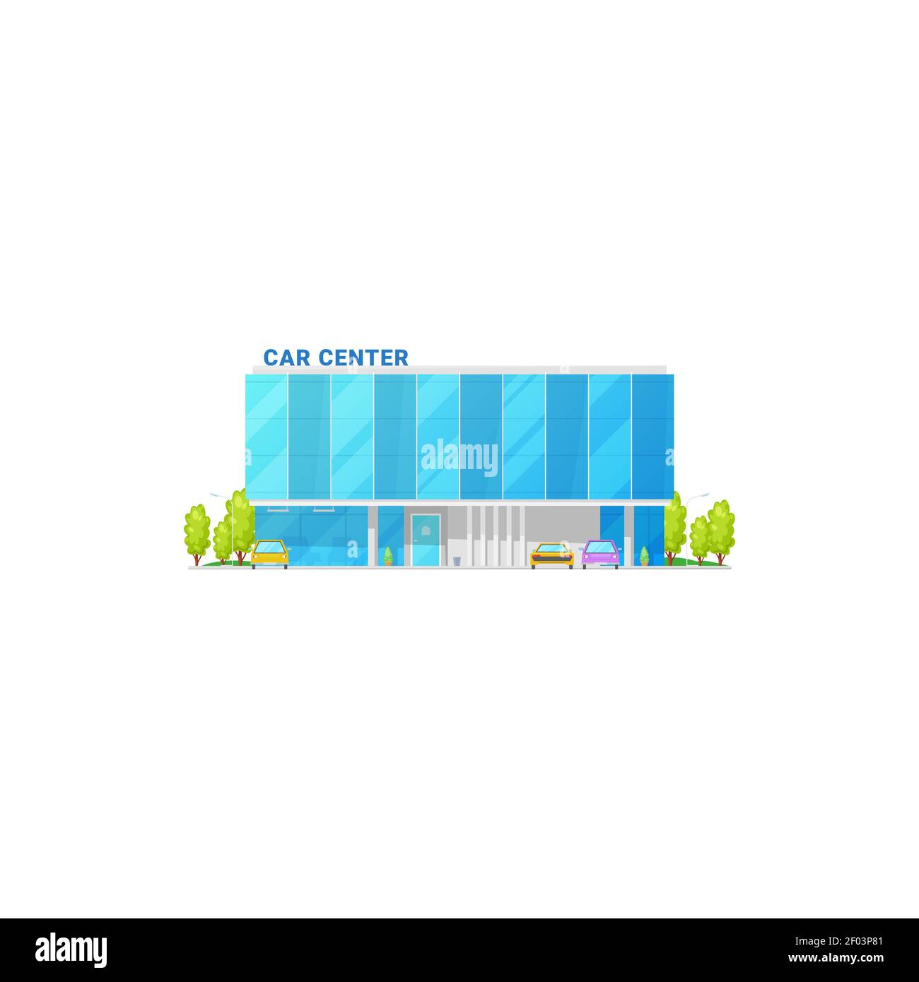 Modern building of car center isolated official dealership shop. Vector ...