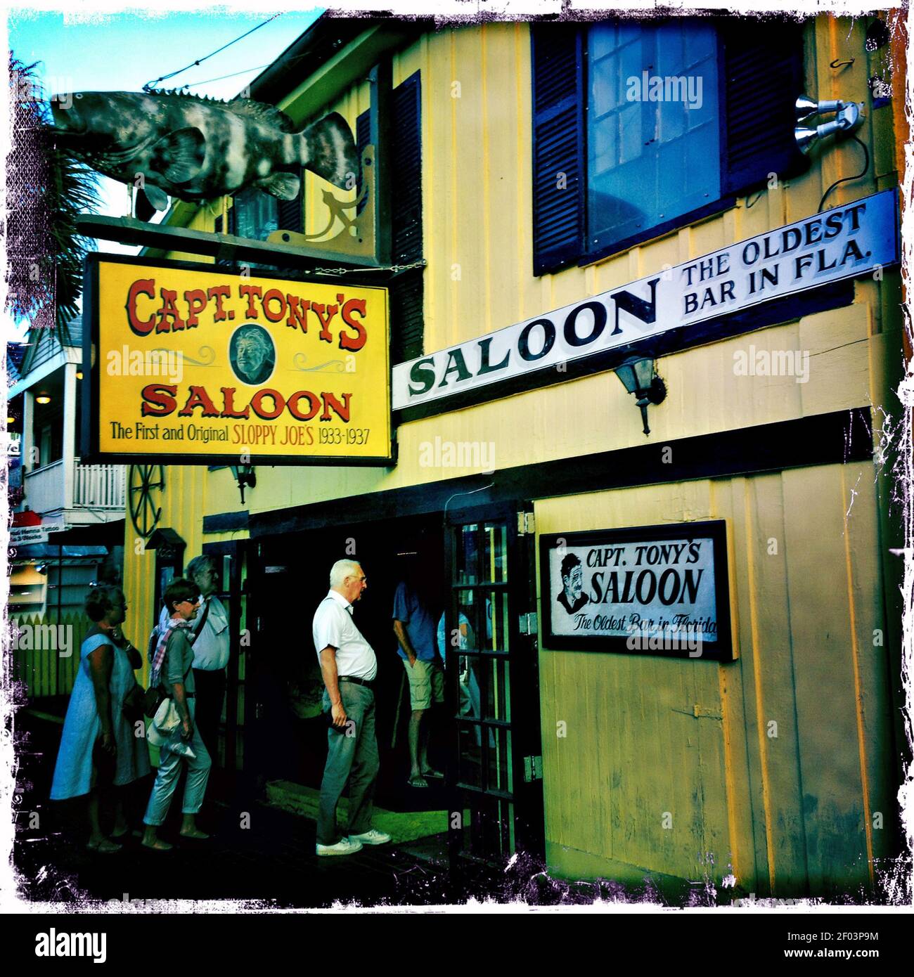 Tourist stop by the historic Captain's Saloon, the original Hemingway ...