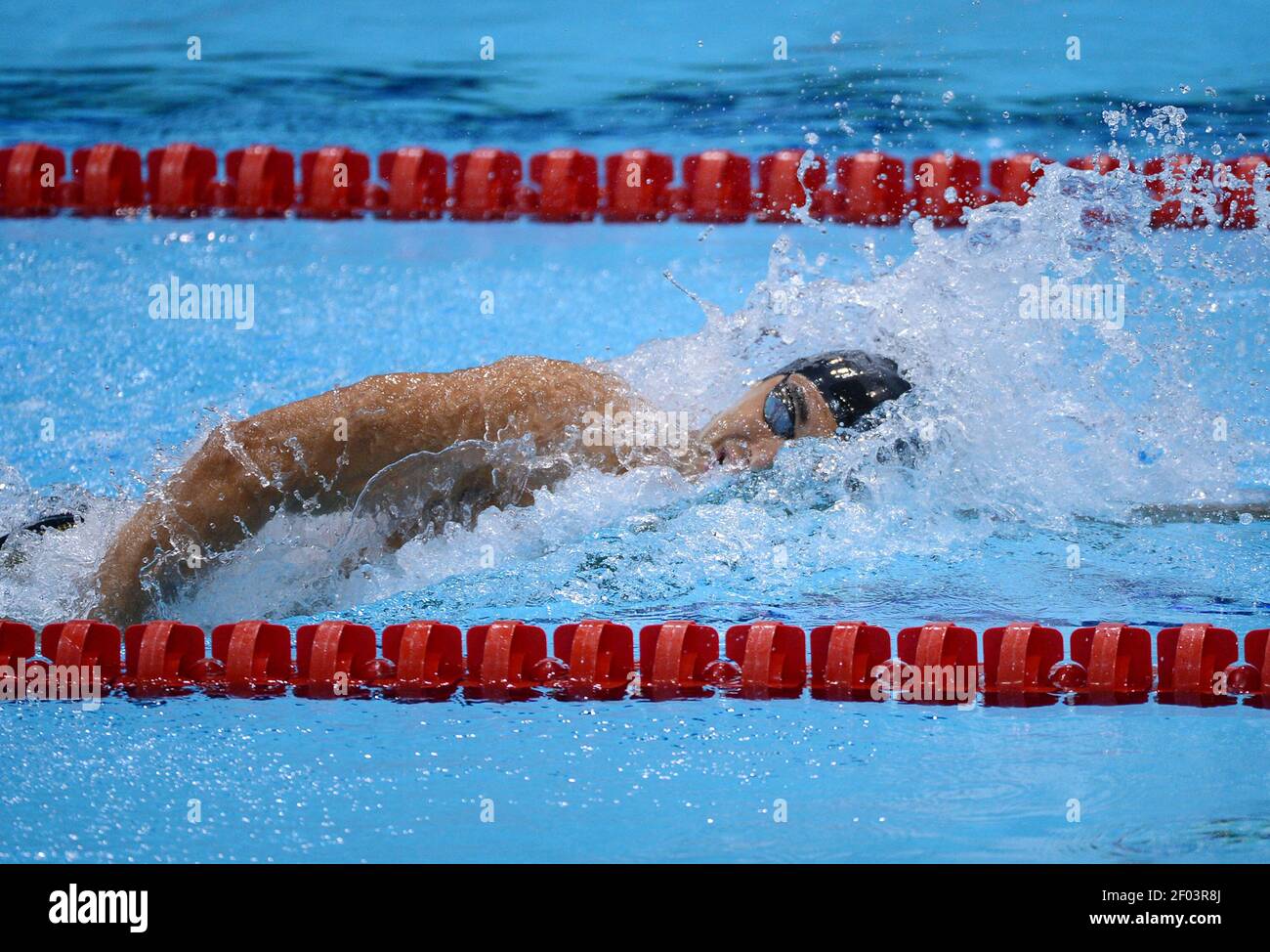 USA swimmer Ricky Berens swim the third leg of the men's 4x200m ...