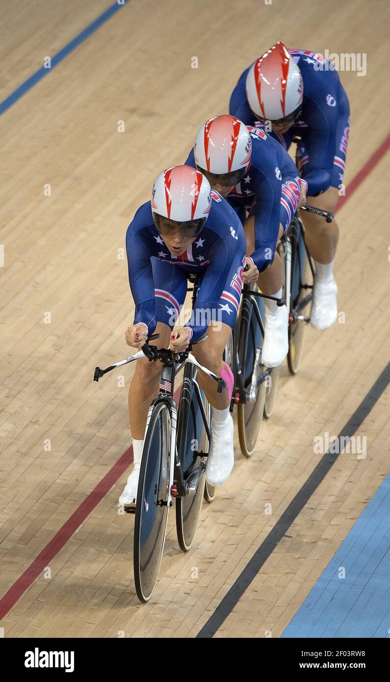 The USA's cycling team competes in the Women's 3000m Team Pursuit ...