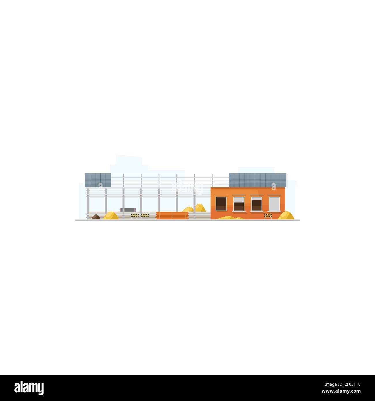 Warehouse building construction site isolated icon. Vector industrial ...