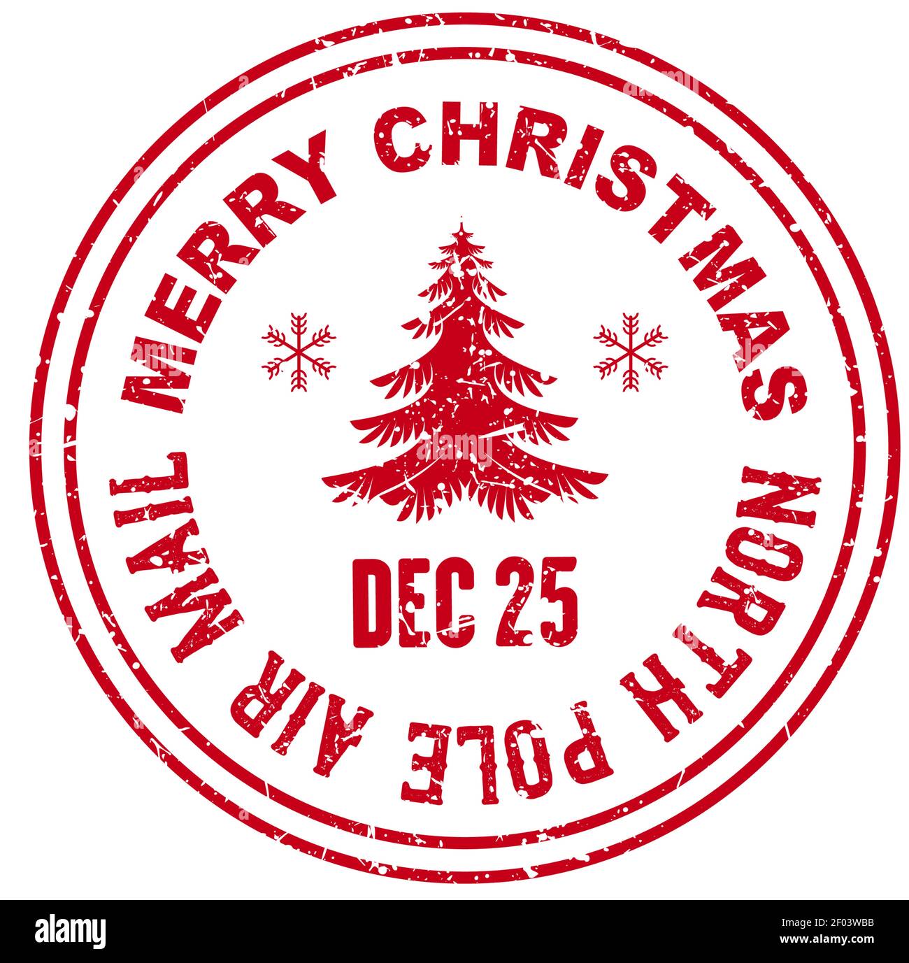 North pole air male isolated Merry Christmas round stamp. Vector post ...