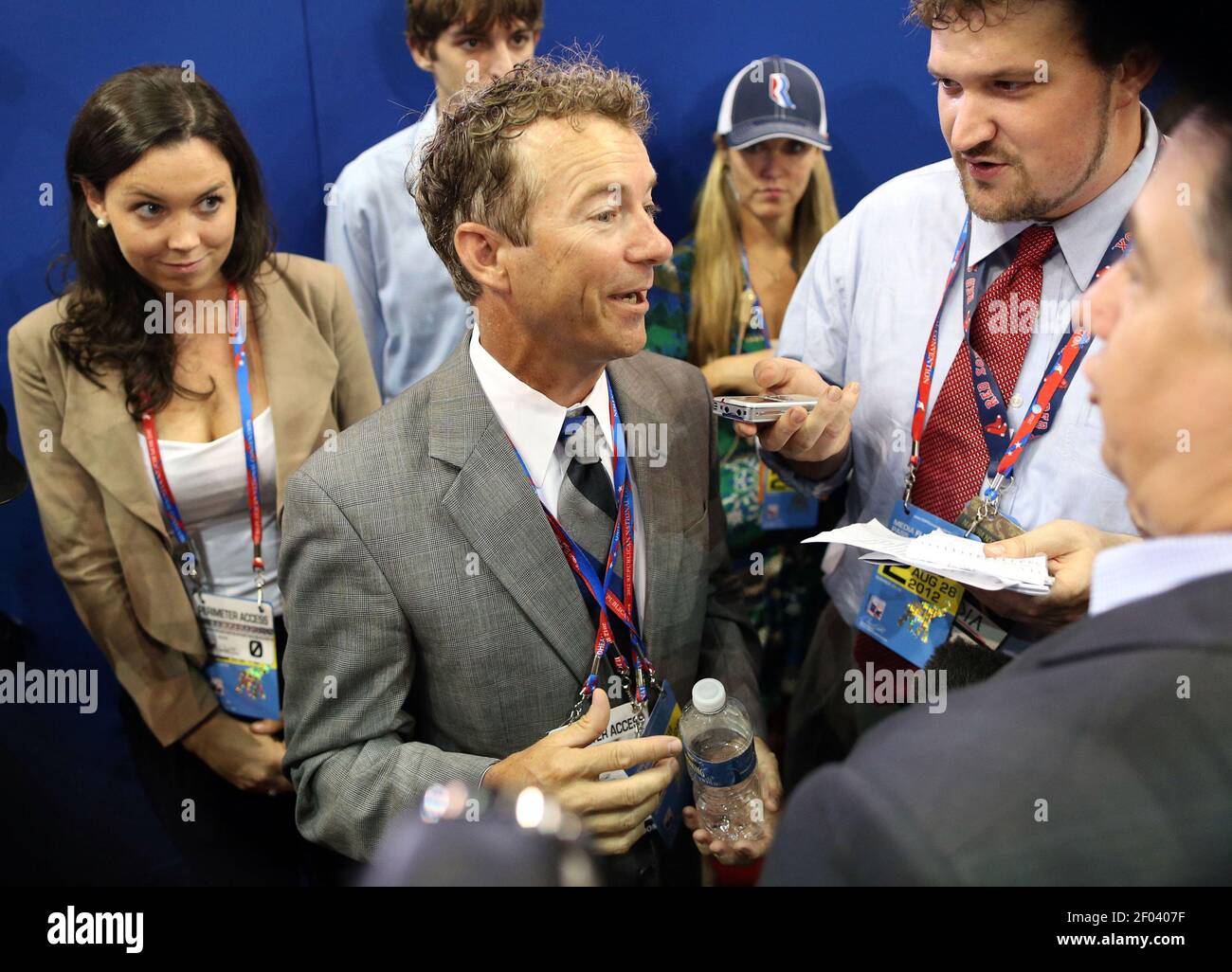 Senator Rand Paul, son of Ron Paul, mingles with delegates and press at ...