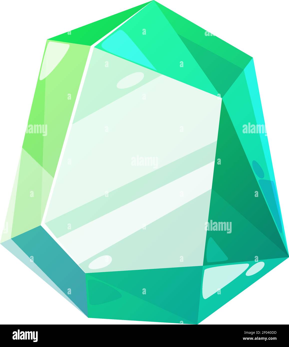 Emerald gemstone, green crystal gem. Vector isolated jewel crystal ...