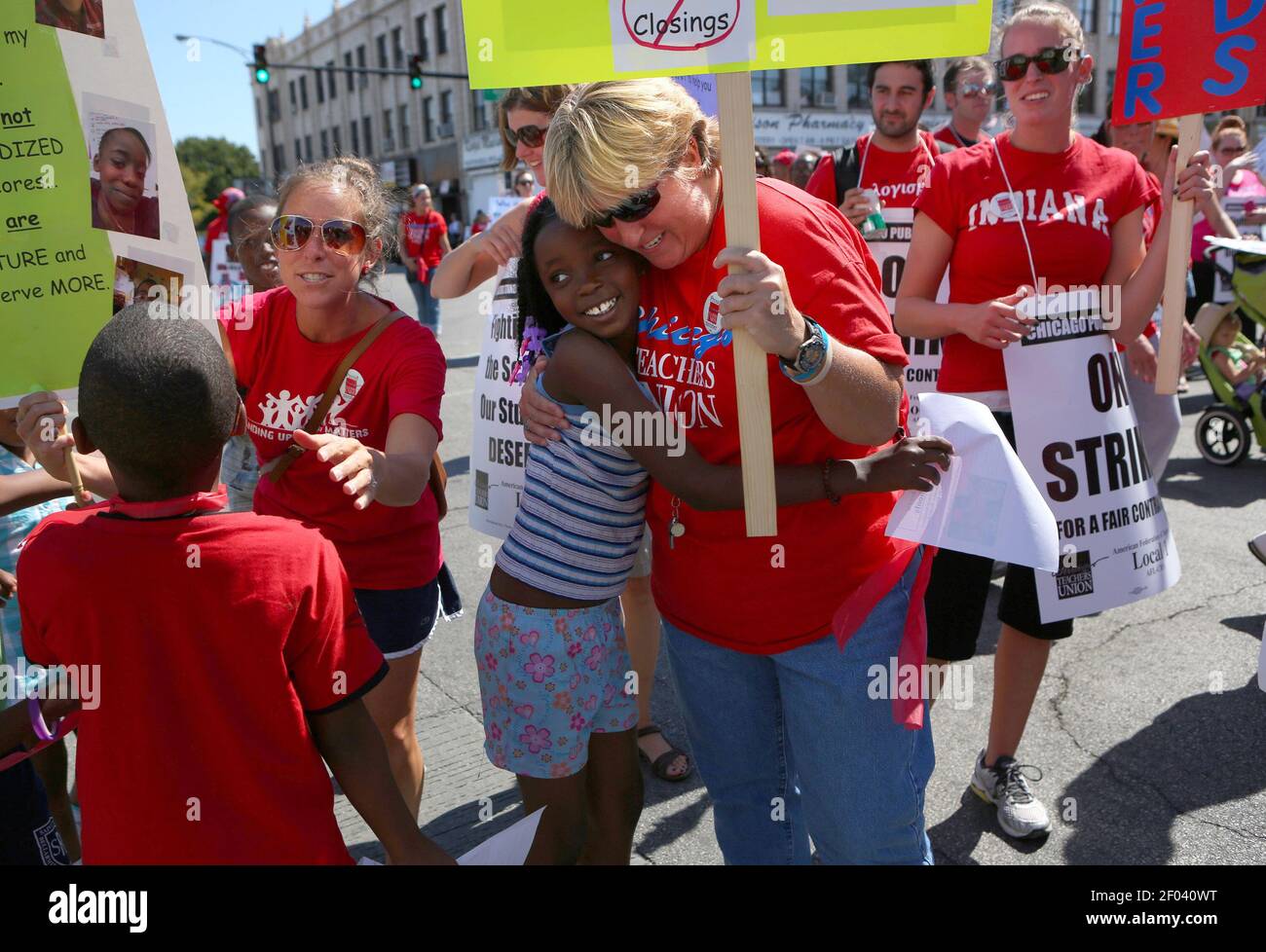 Mary Lou Goss and Sumner Elementary School teachers are greeted by ...