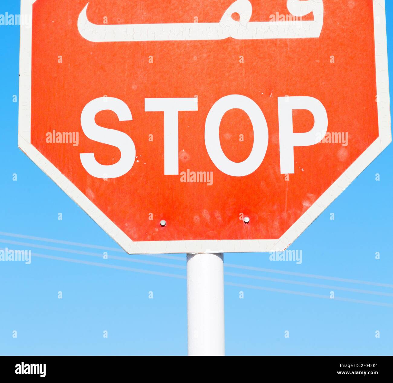 In oman emirates the stop signal write arabian Stock Photo - Alamy