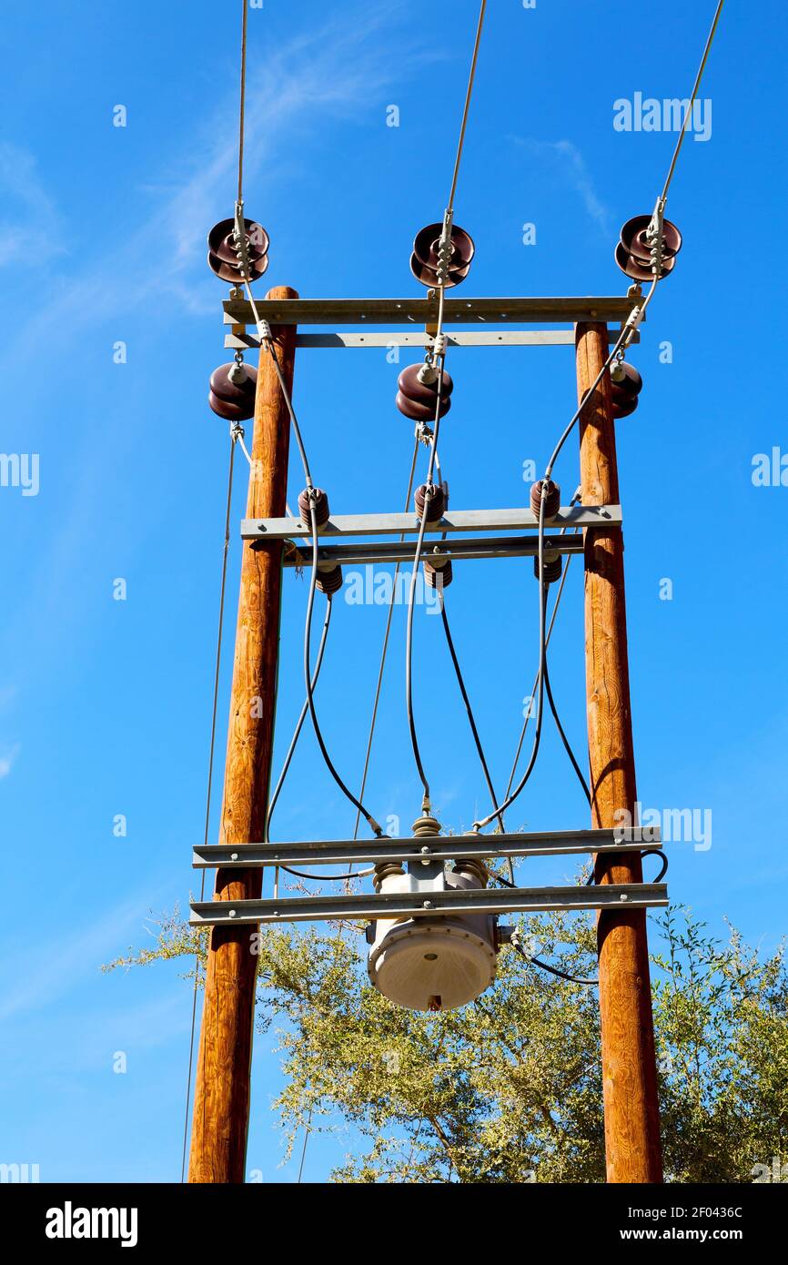 In oman the electric cable wood Stock Photo - Alamy