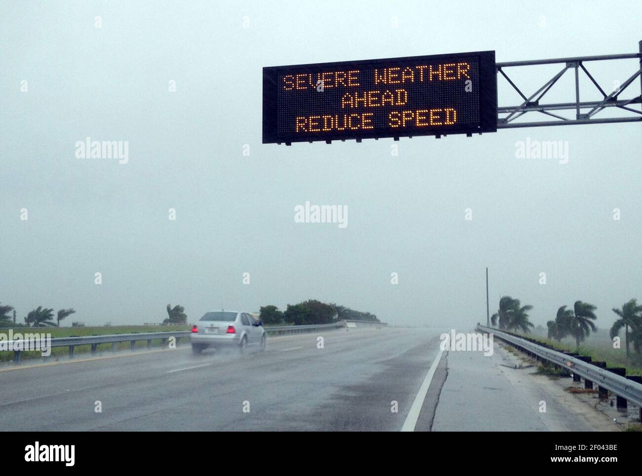 Information from road signs warn of extreme weather due to Tropical ...