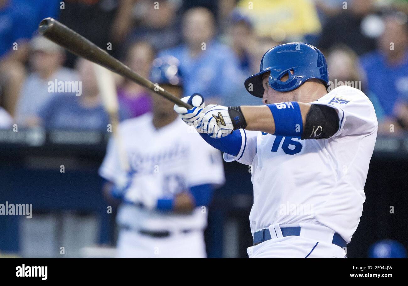 Kansas City Royals' Billy Butler (16) connects on an RBI hit in the ...