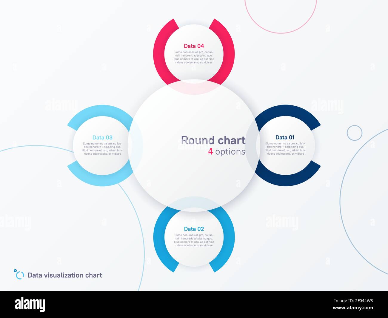 Vector round circle infographic chart template divided by four parts ...