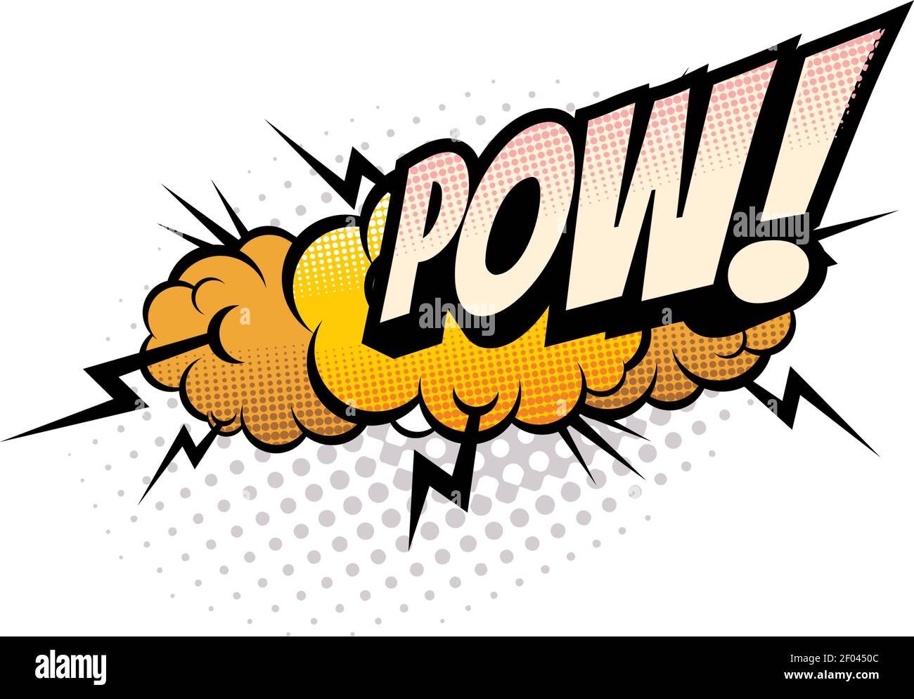 Sound blast, Pow bubble comic book cartoon icon. Vector Pow sound cloud, explosion boom bang ...