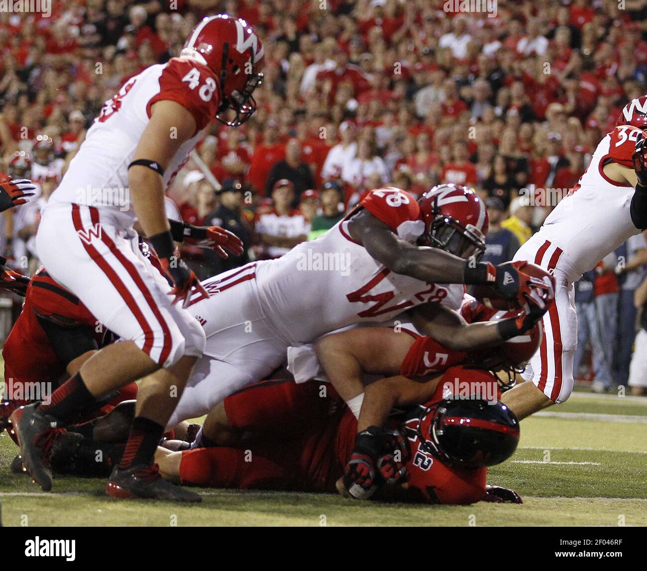 Wisconsin's Montee Ball crossing the goal line for a touchdown against ...