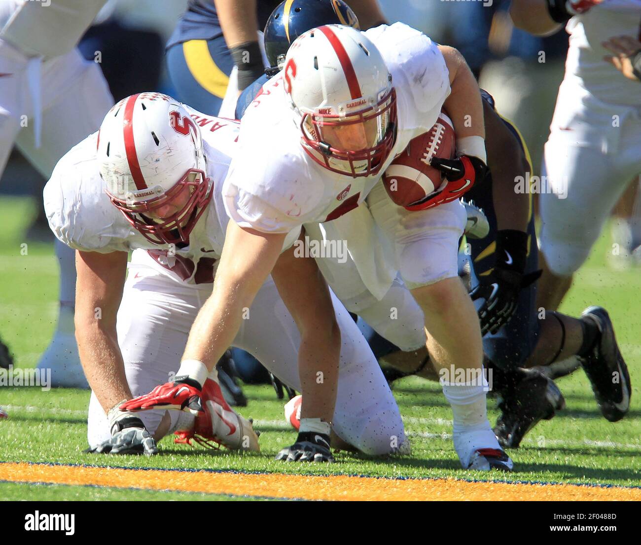 Stanford's Sam Mercer (44) recovers a fumble against Cal in the first ...