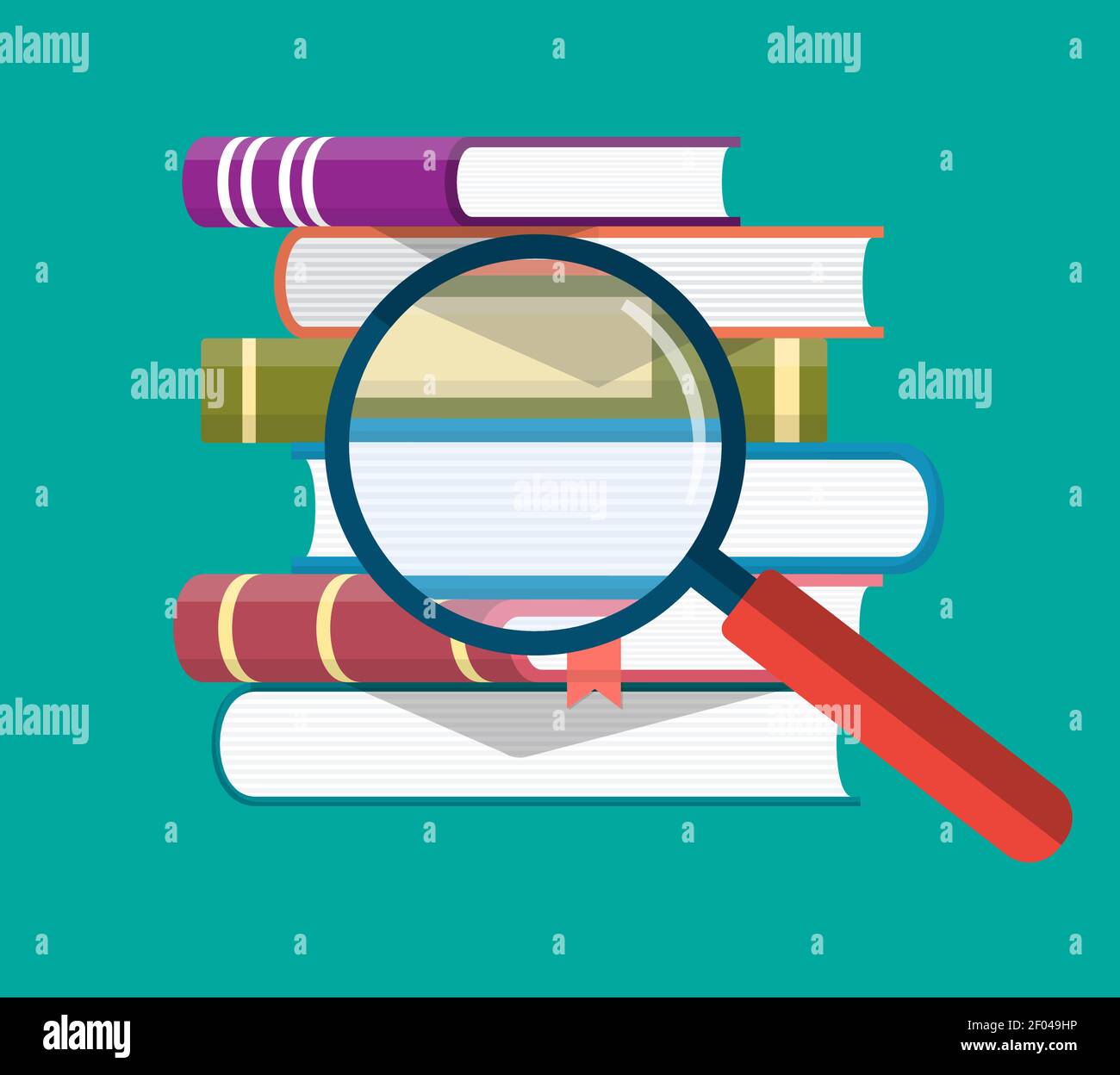Books magnifying glass in Stock Vector Images - Alamy