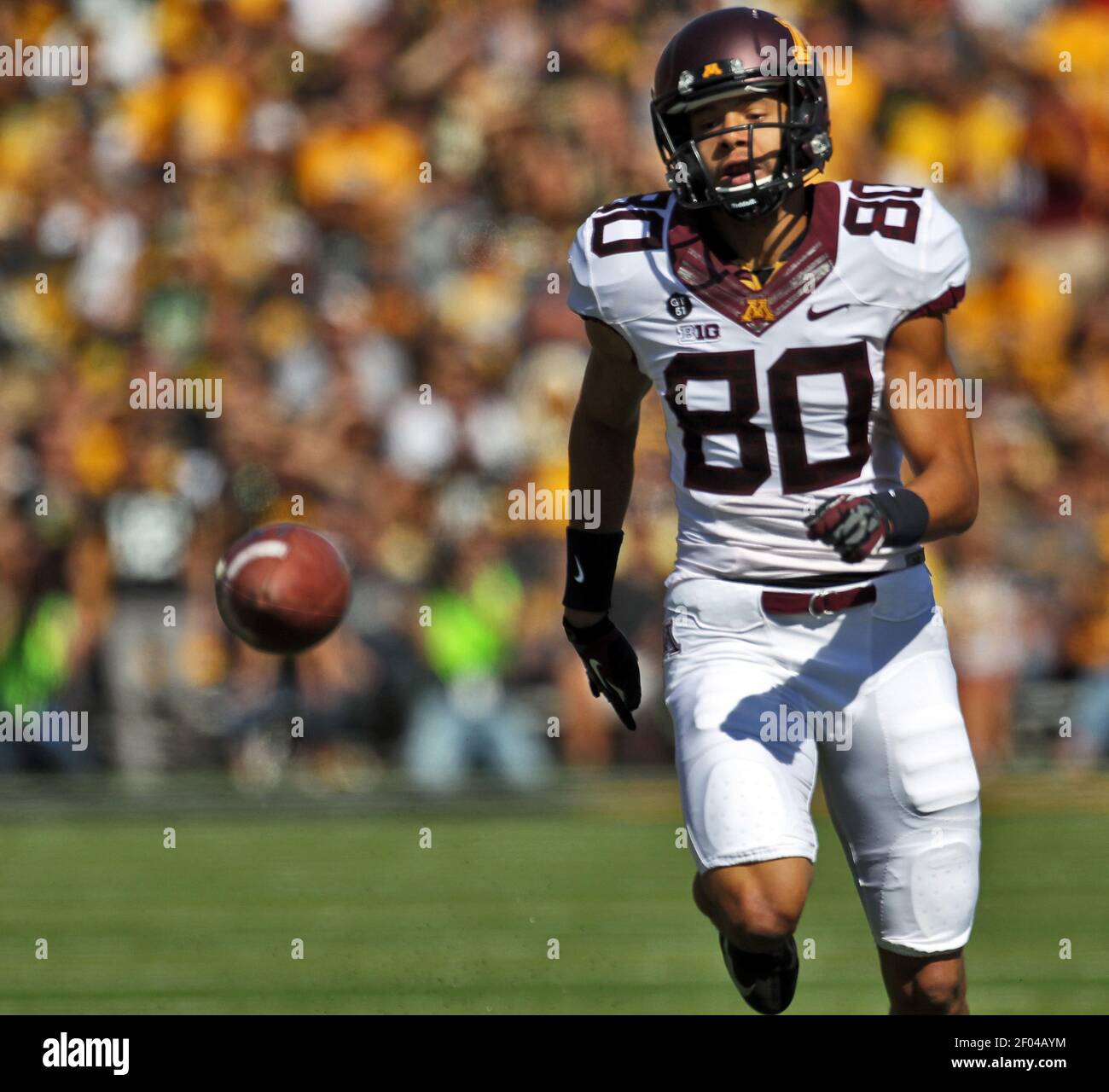 A pass goes beyond the reach of Minnesota intended receiver Devin ...