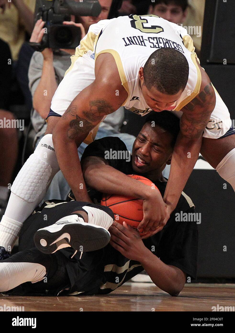 Georgia Tech guard Marcus Georges-Hunt battles Alabama State's Denzell ...
