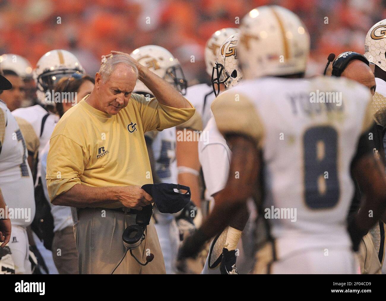 Georgia Tech's defensive coordinator Al Groh rubs his head after ...