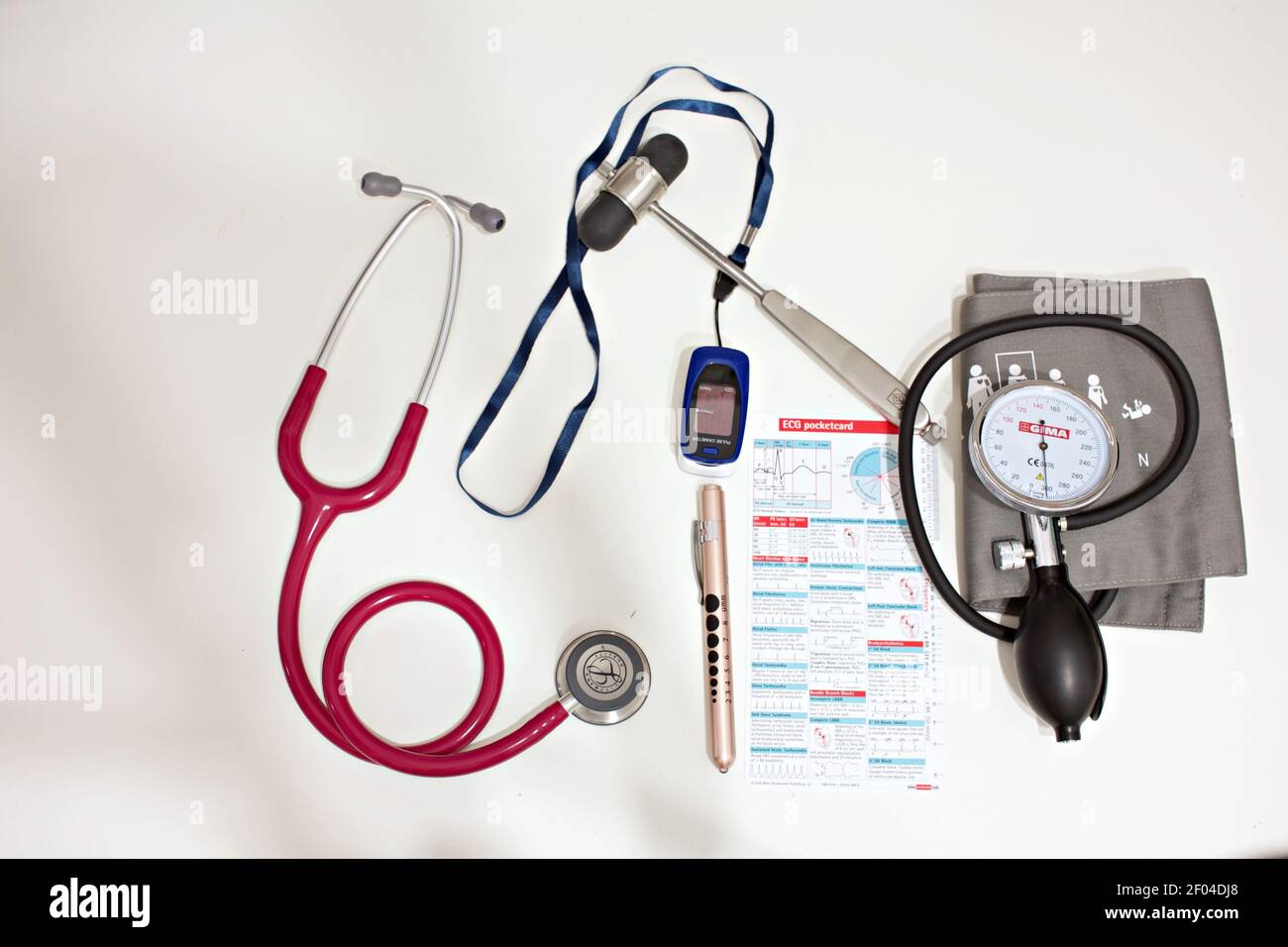 medical devices: pulse oximeter, sphygmomanometer, stethoscope, ecg ...