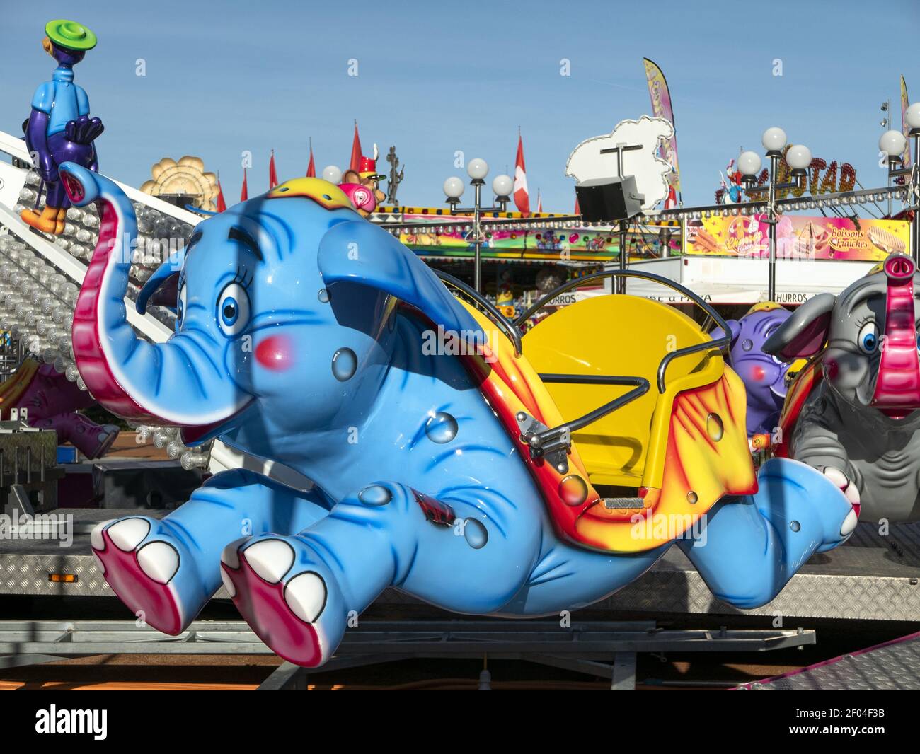 GENEVA, SWITZERLAND - Jan 04, 2020: Running (or flying) elephant in a ...