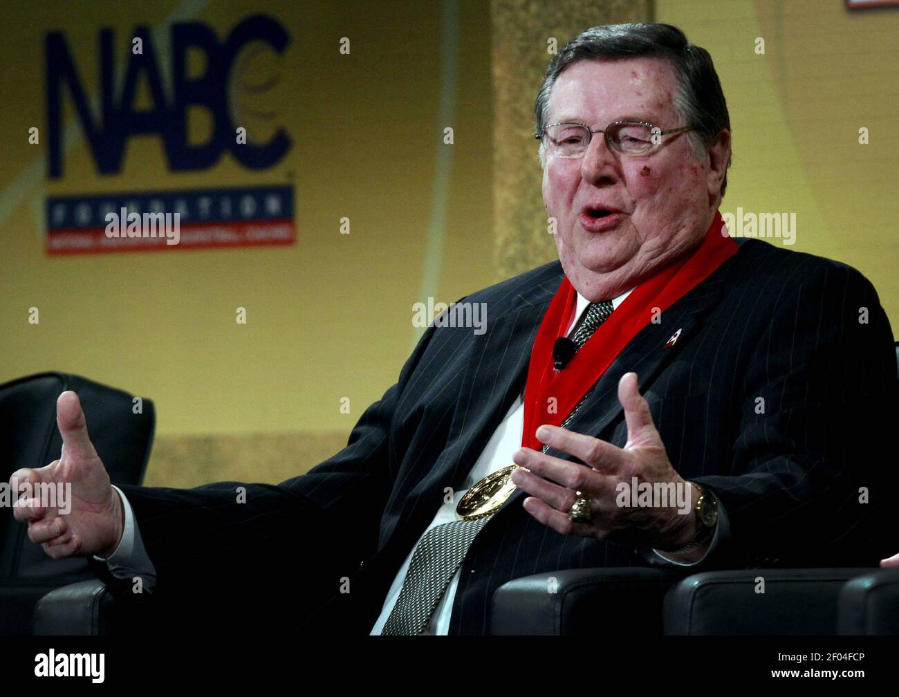 Former Kentucky coach Joe B. Hall addressed the crowd during ceremonies ...