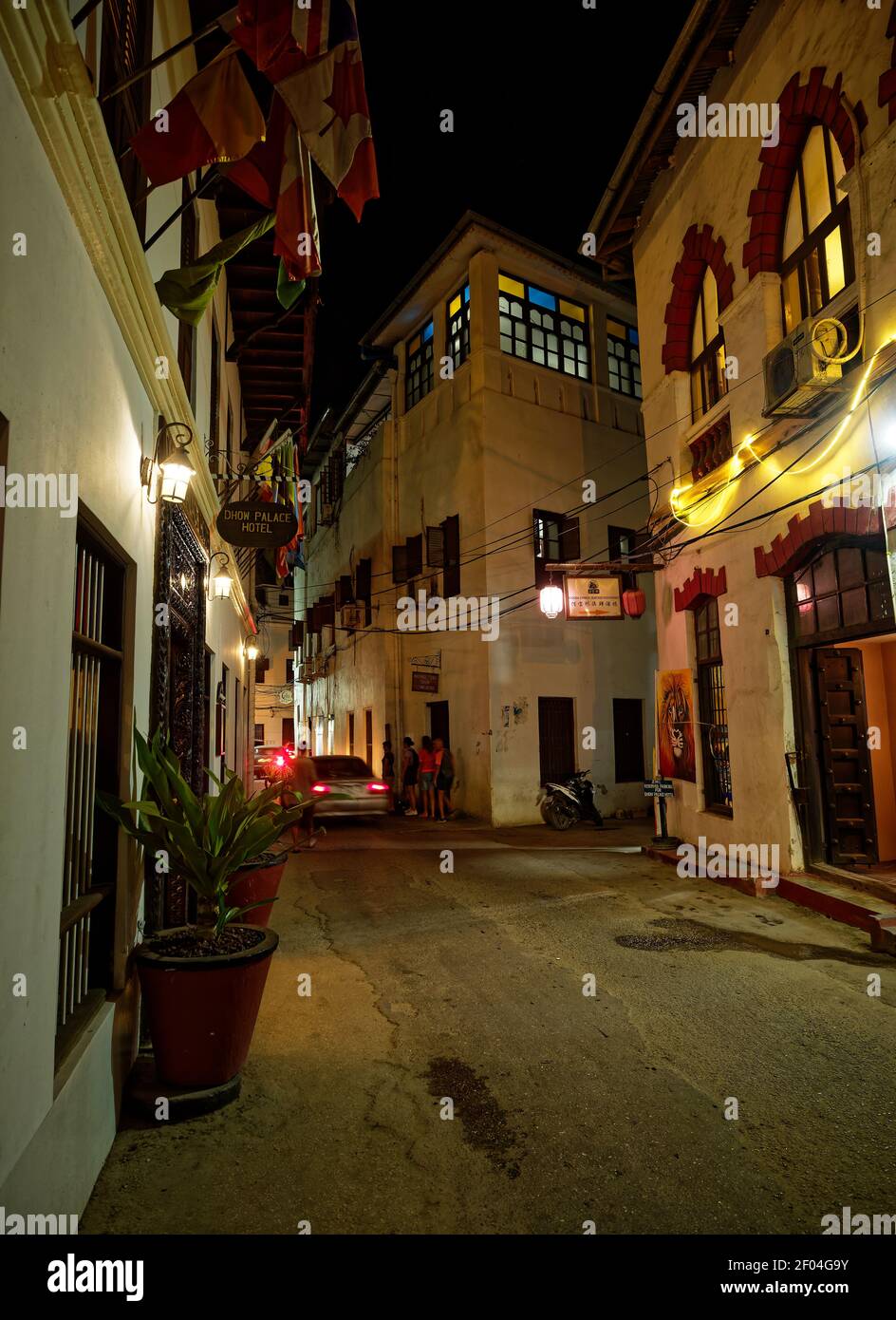 Stonetown (Tanzania, Zanzibar Archipelago) in the evening and night ...