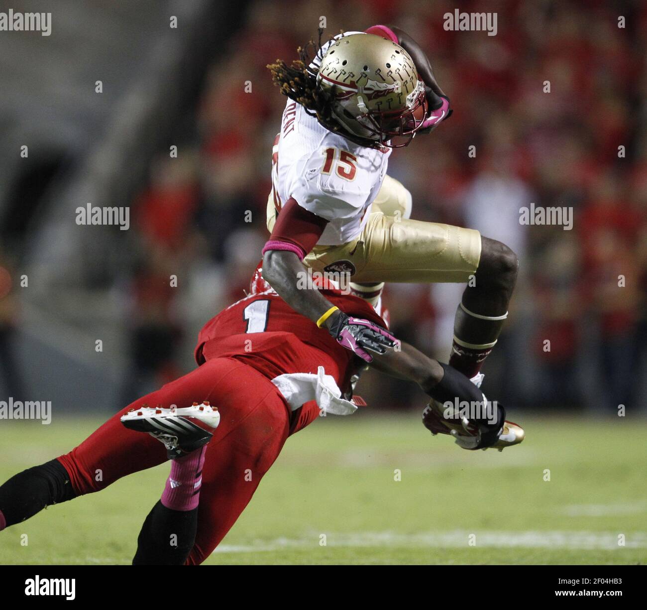 North Carolina State cornerback David Amerson (1) tackles Florida State ...