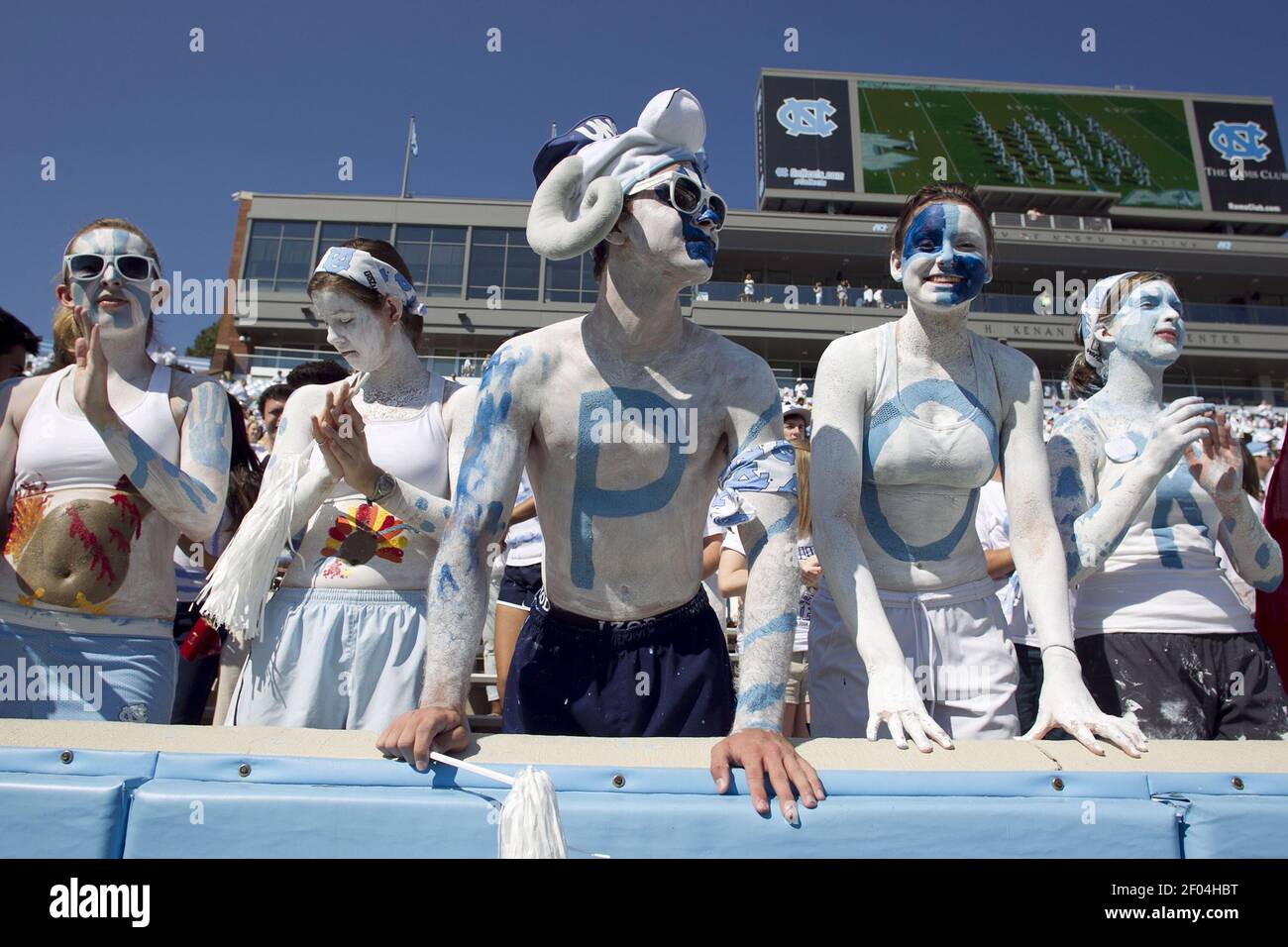 The University of North Carolina student section wait for the kickoff ...