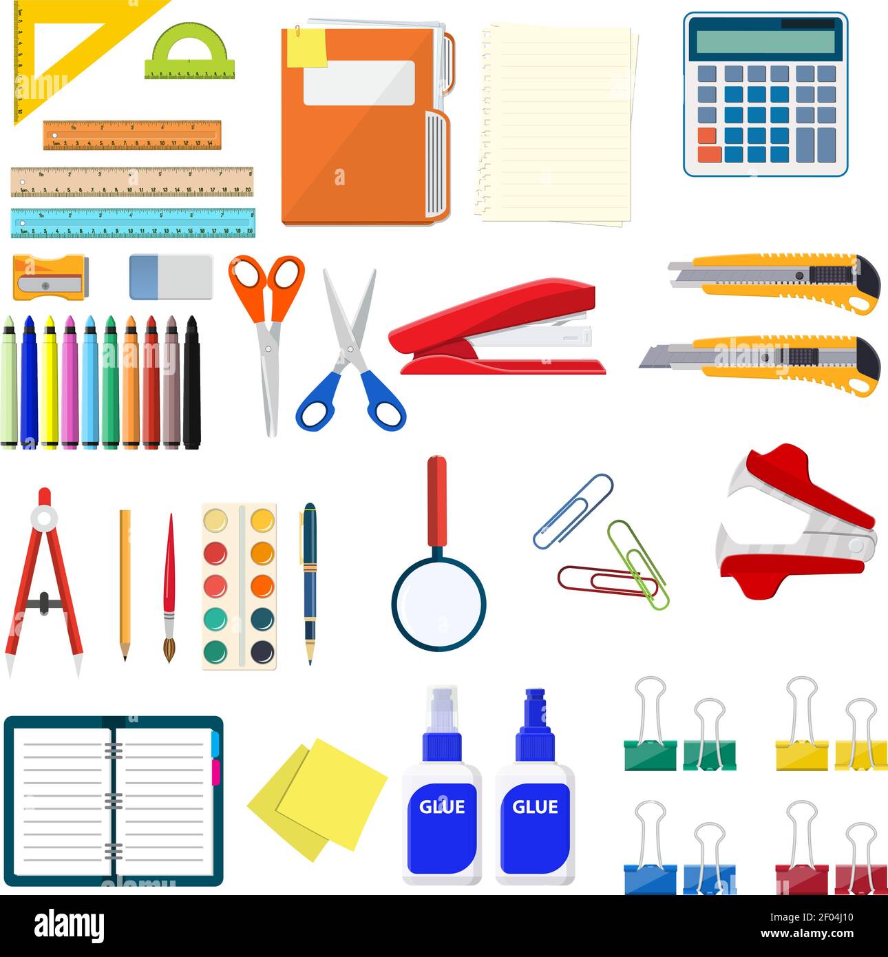 Stationery set icons Stock Vector Image & Art - Alamy