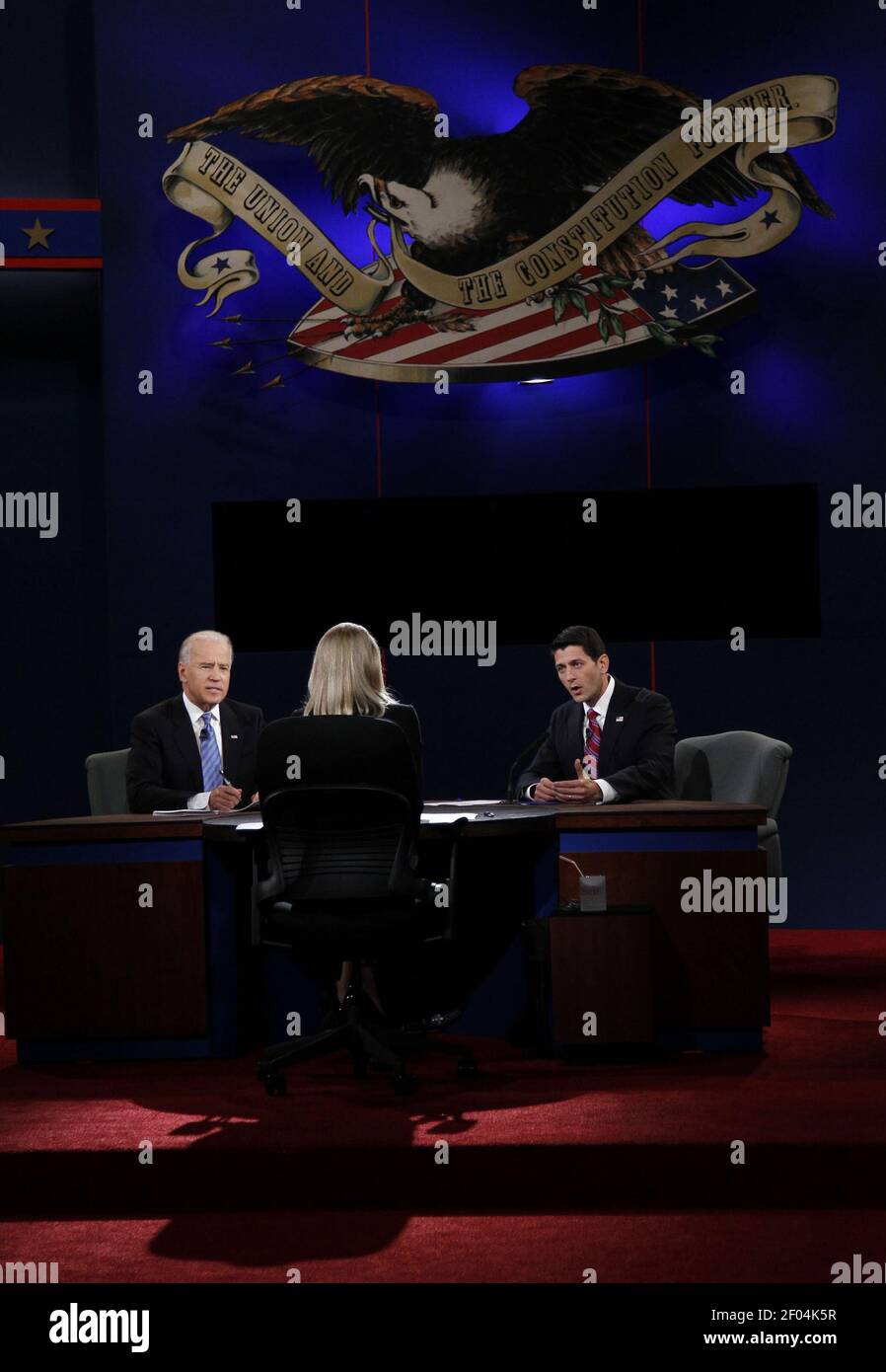 Vice President Joe Biden and Congressman Paul Ryan with moderator ...