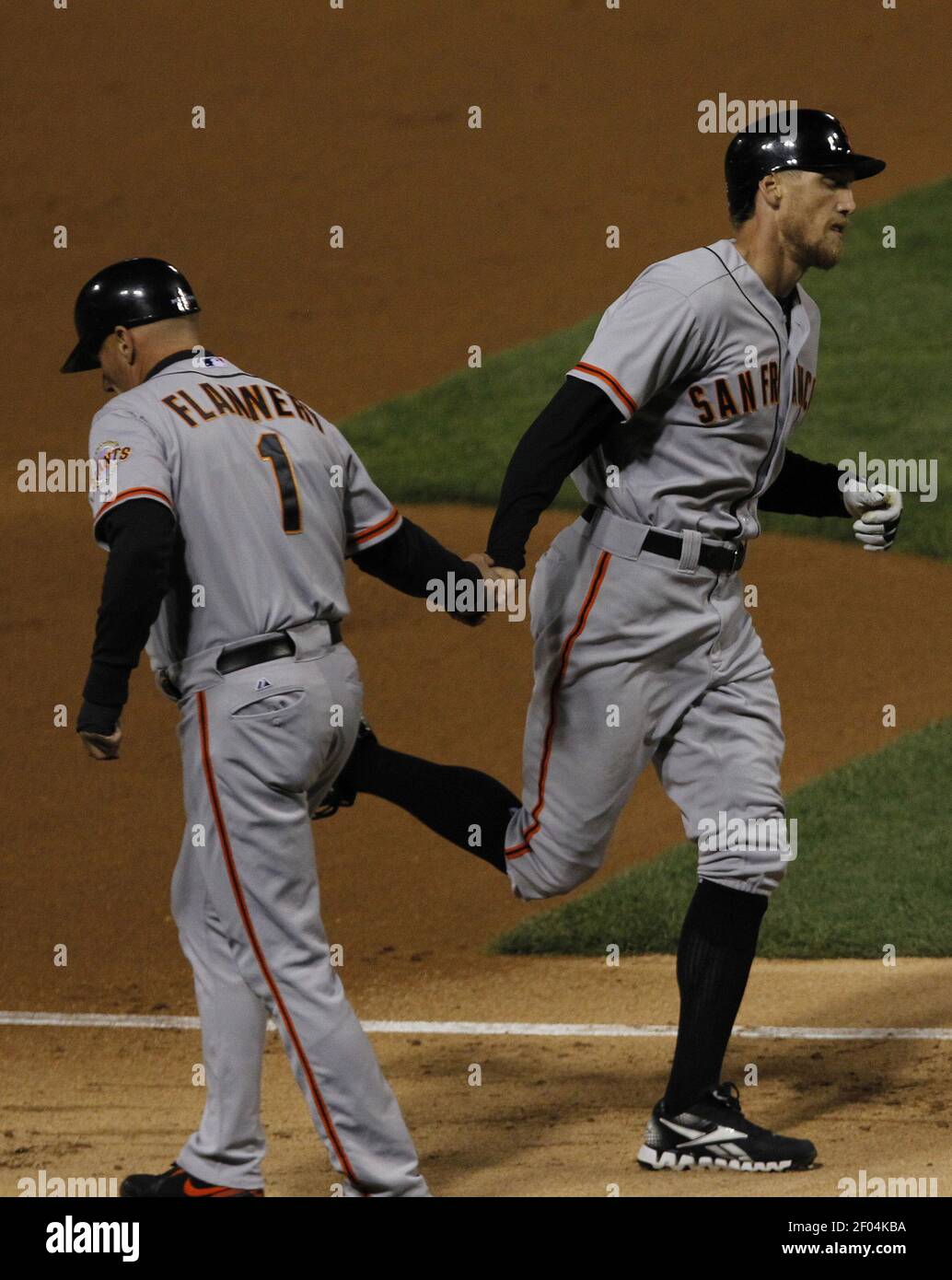 The San Francisco Giants' Hunter Pence runs out a solo home run in the ...