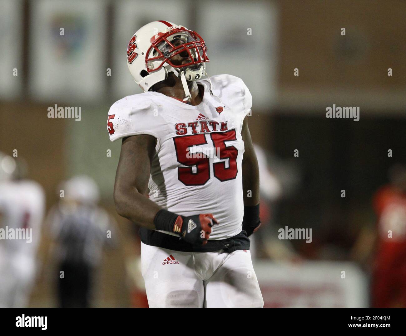 North Carolina State defensive end Brian Slay (55) celebrates after ...