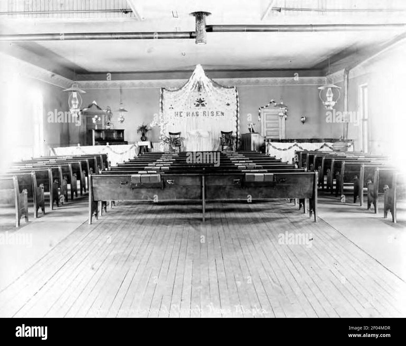 Pilgrim Congregational Church interior, Nome, Alaska, between 1901 and ...