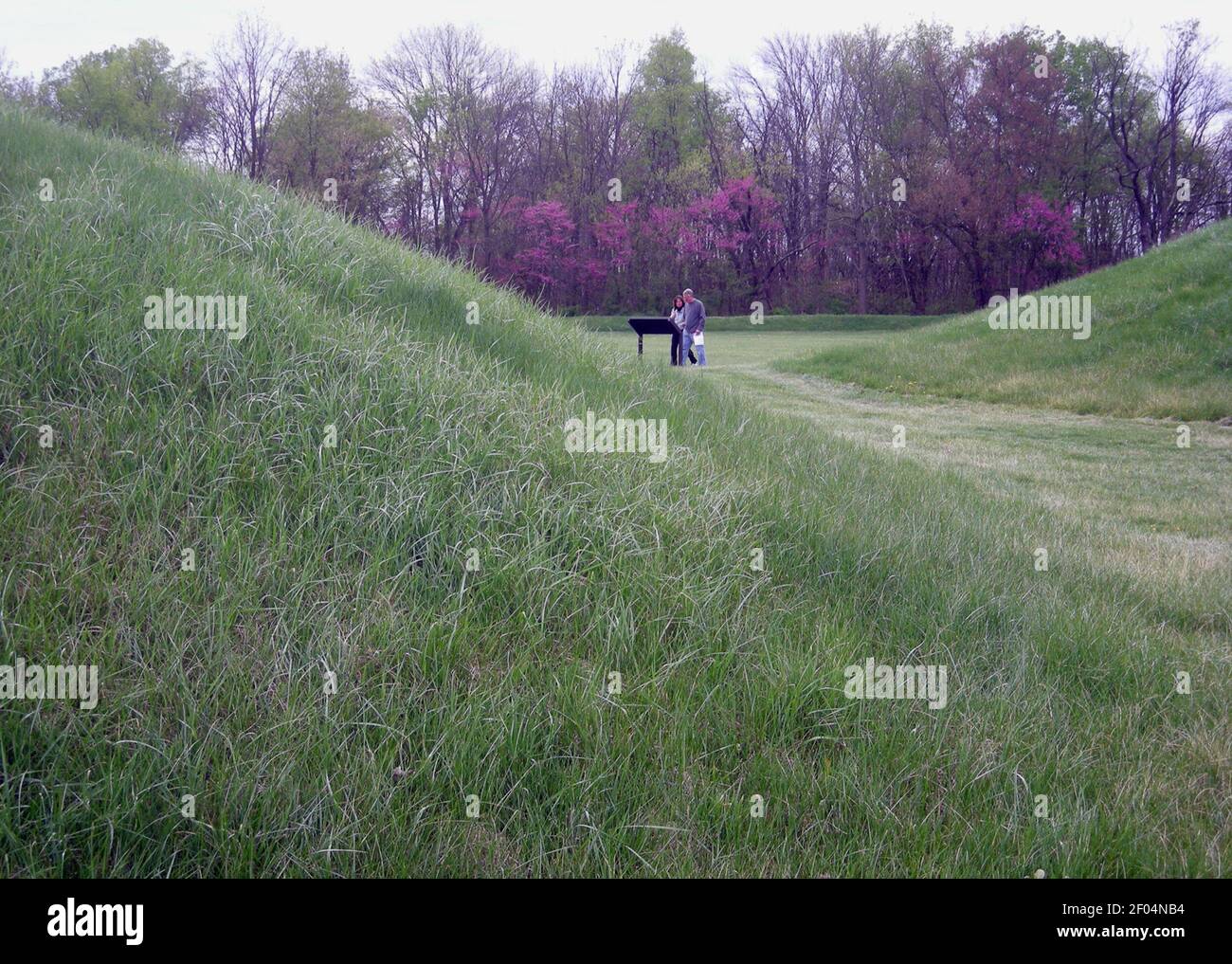 A couple stands by the mounds at Hopewell Culture National Historic ...