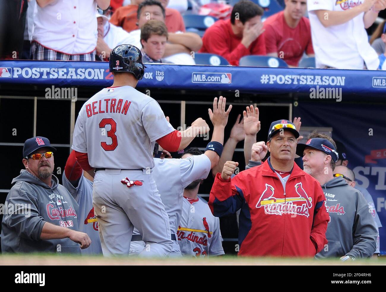St. Louis Cardinals right fielder Carlos Beltran (3) and Cardinals center fielder Jon Jay (19 ...