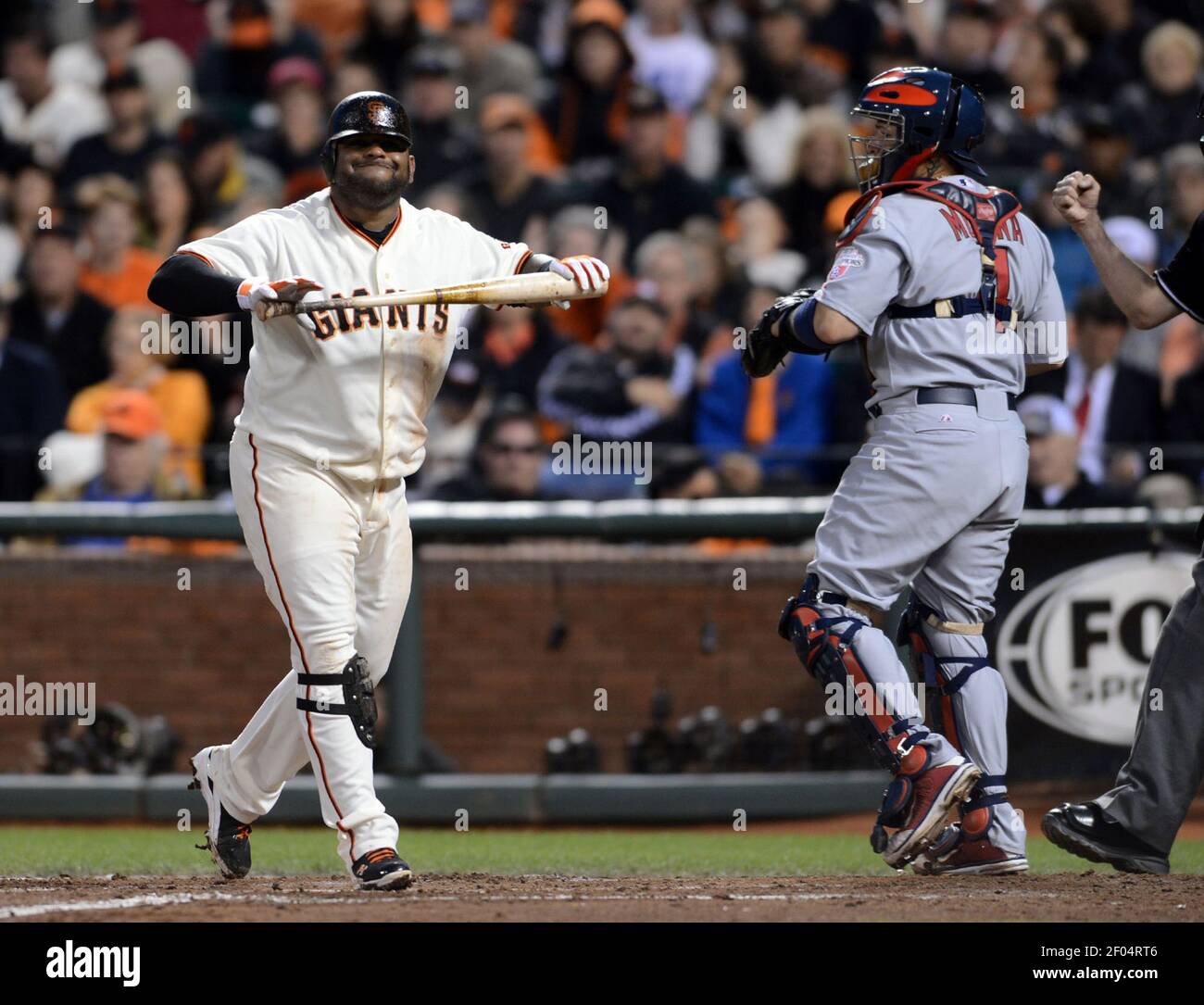 The San Francisco Giants' Pablo Sandoval reacts after he strikes out ...