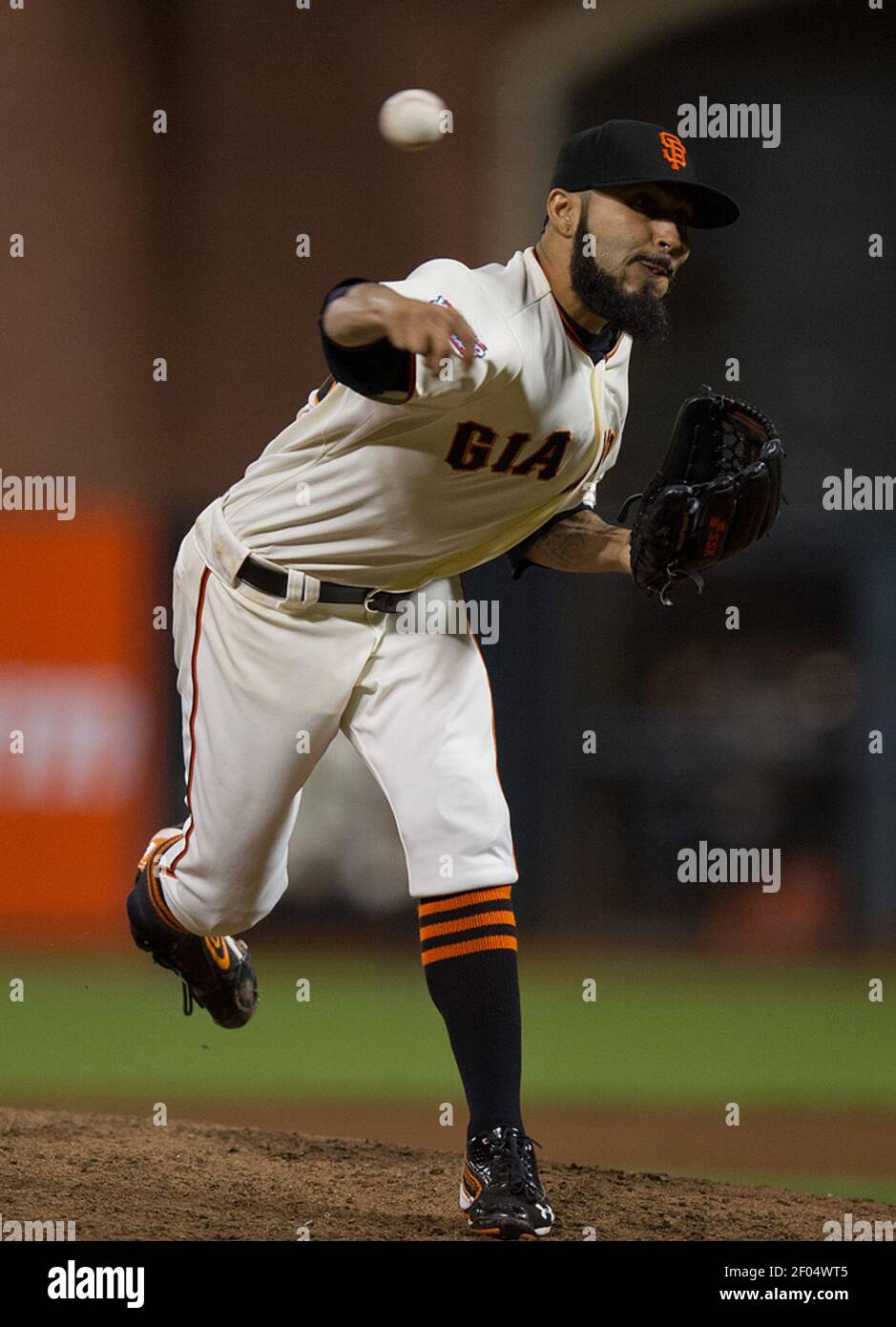 San Francisco Giants relief pitcher Sergio Romo works in the ninth inning against the Detroit ...