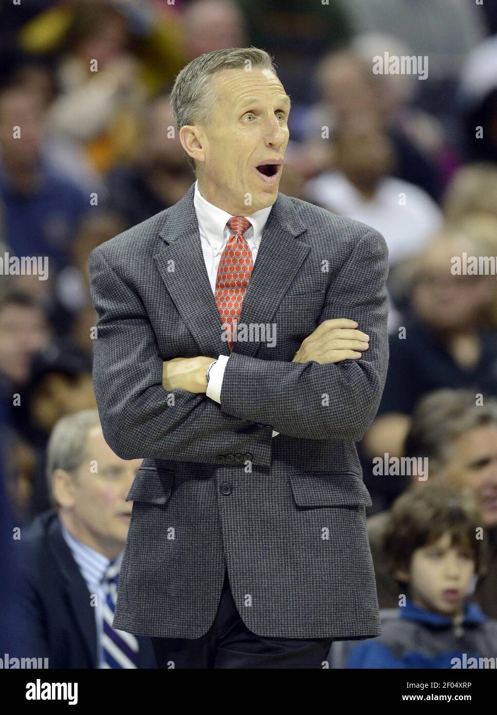 Charlotte Bobcats head coach Mike Dunlap discusses a call with a game ...