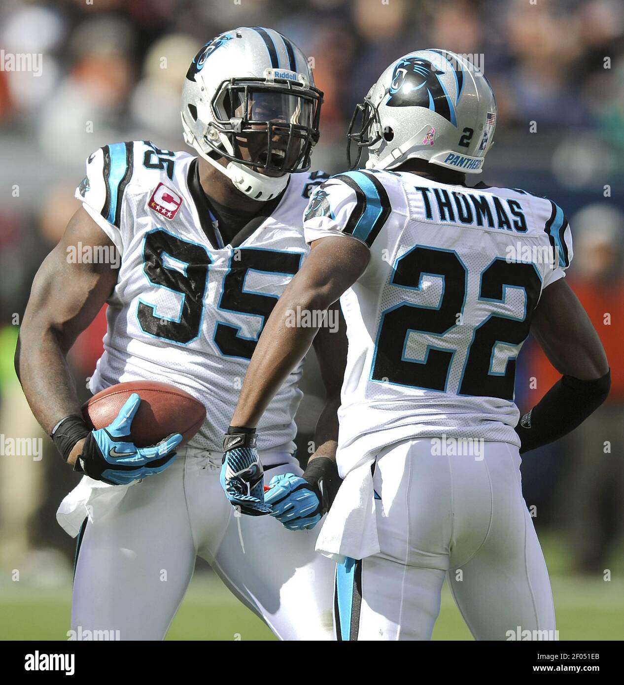 Carolina Panthers defensive end Charles Johnson (95) celebrates his ...