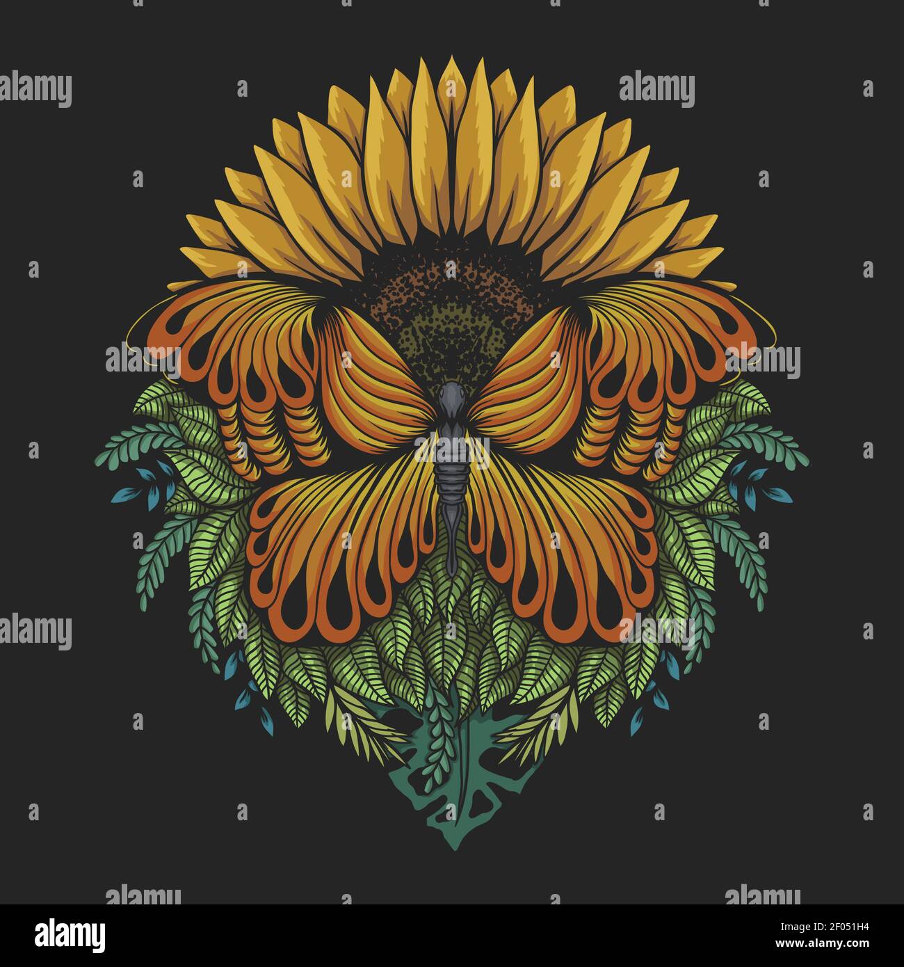 Sunflower butterfly vector illustration for your company or brand Stock ...