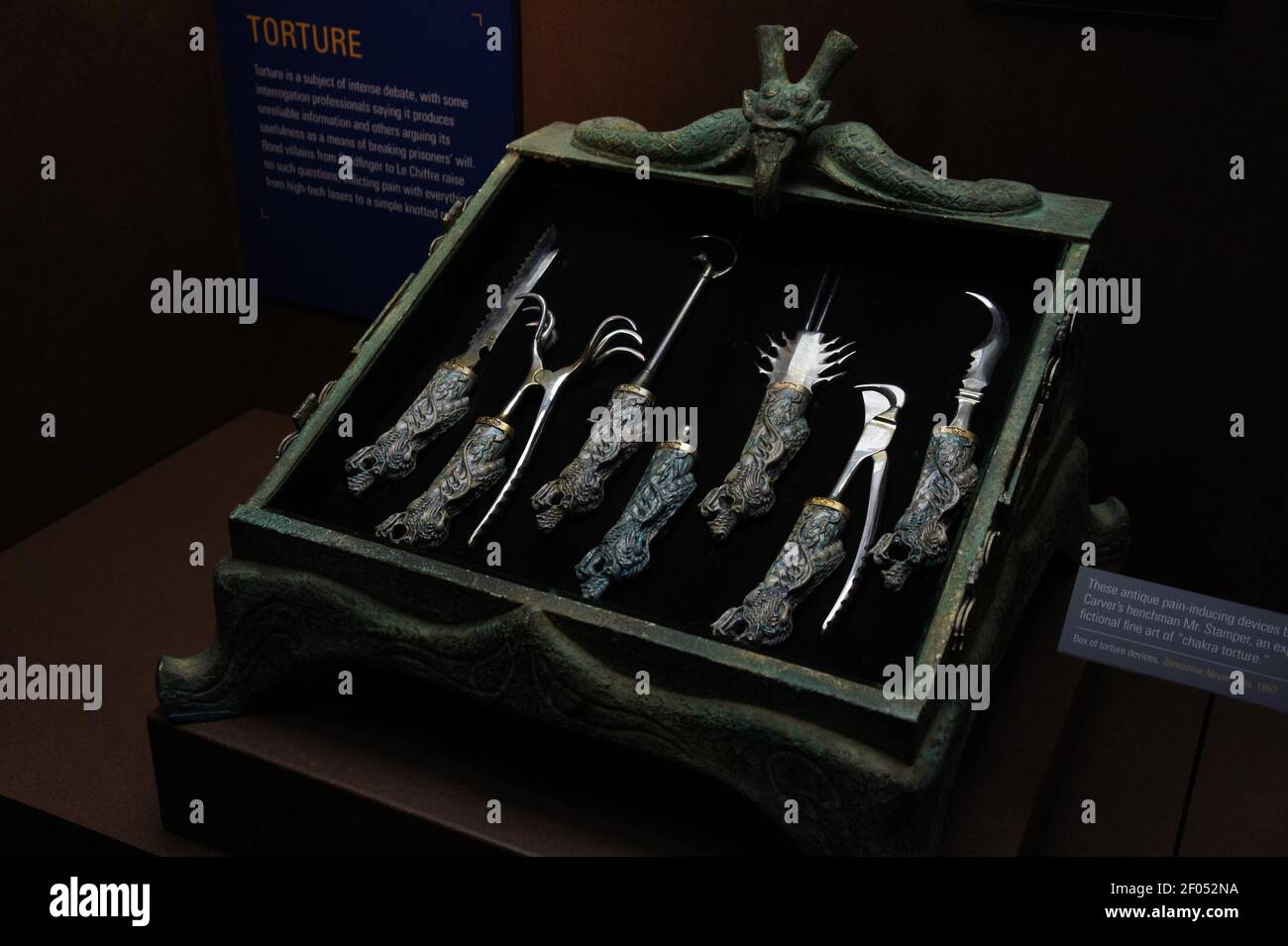 Movie props - items of torture are on display at the International Spy ...