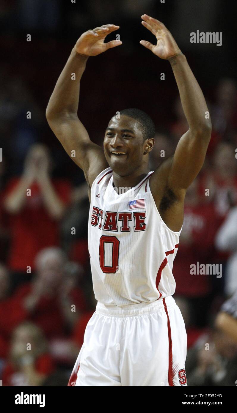 N.C. State's Rodney Purvis (0) reacts to the action during the first ...