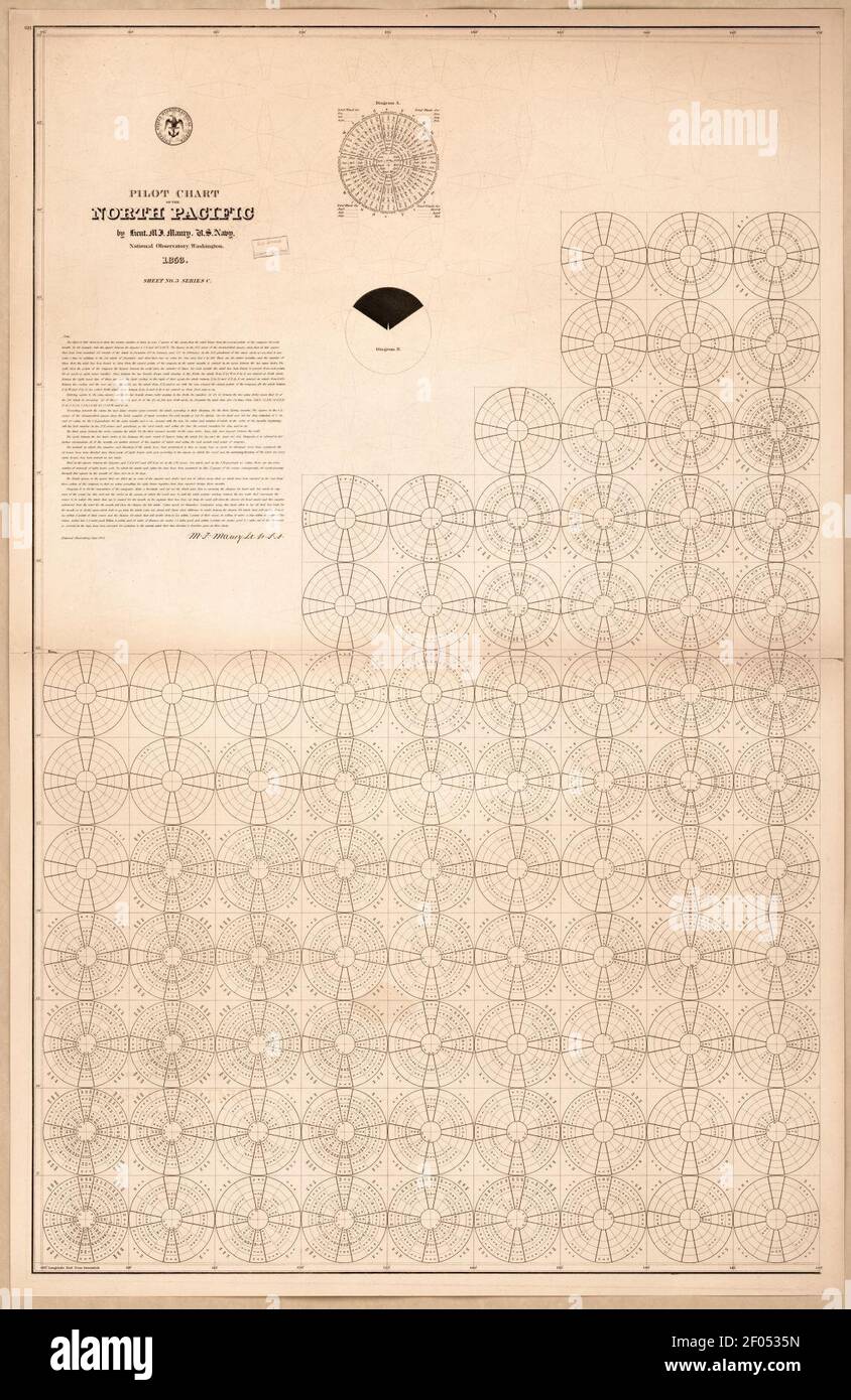 Pilot chart of the North Pacific Stock Photo - Alamy