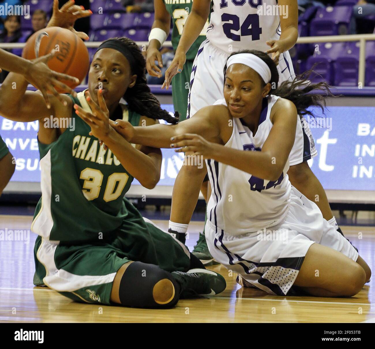 Charlotte's Jennifer Hailey (30) and Texas Christian's Ashley Colbert ...