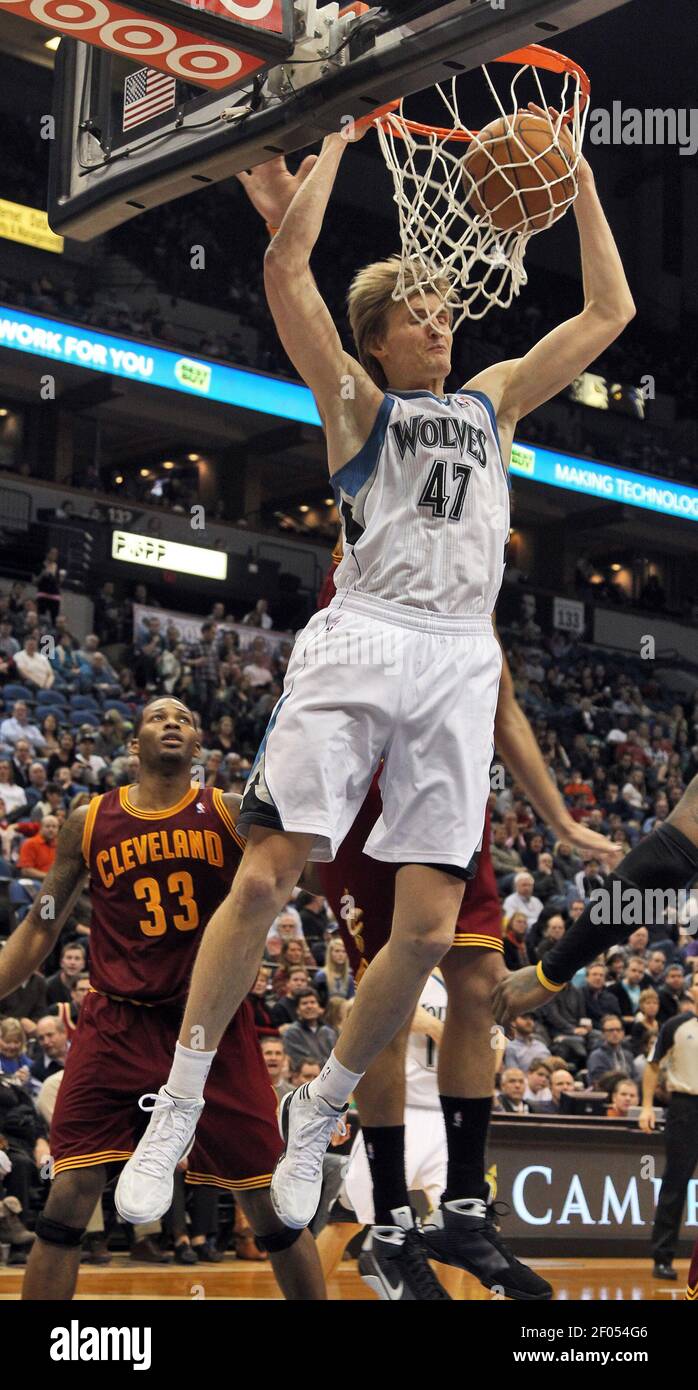 The Minnesota Timberwolves' Andrei Kirilenko dunks against the Cleveland Cavaliers at the Target ...