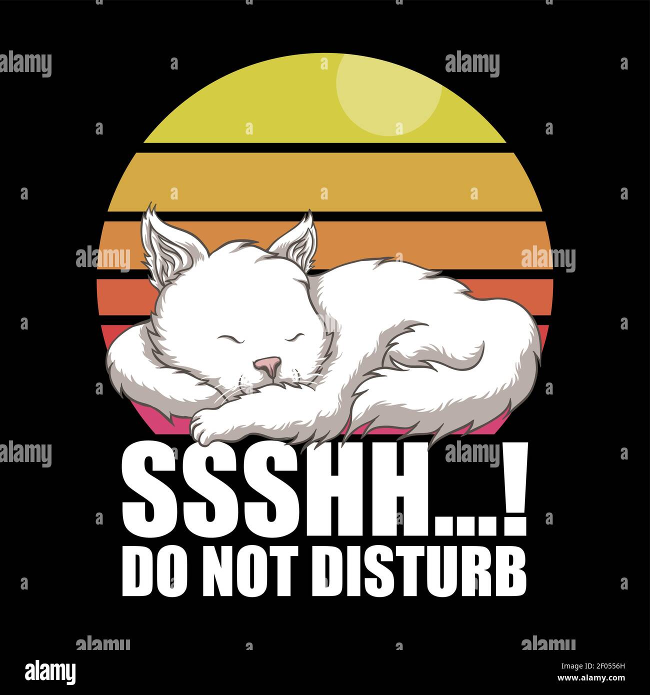 Cat sleep do not disturb retro vector illustration for your company or ...