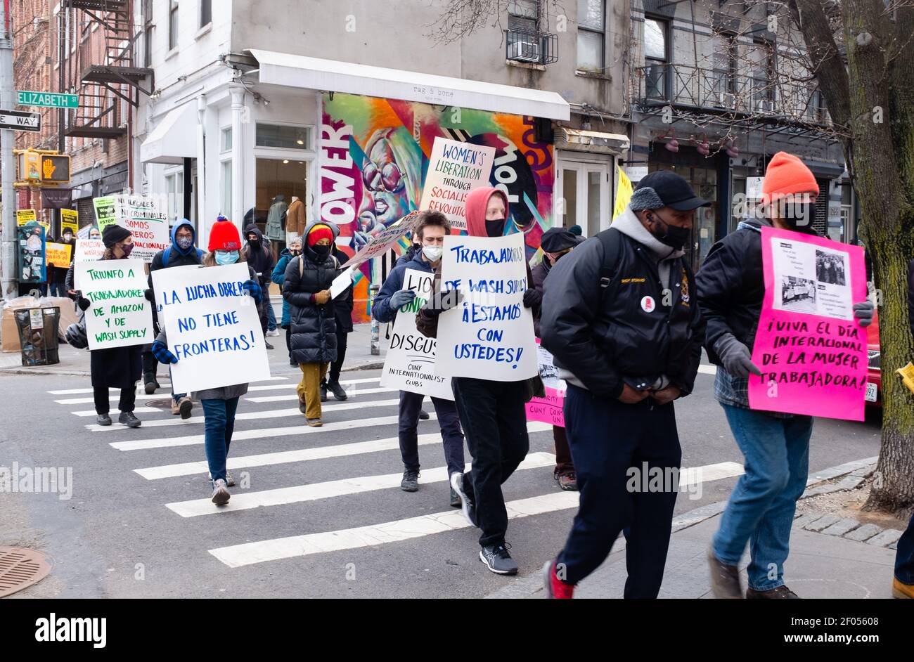 New York, NY - 6 March 2021. Laundry workers from New York’s Laundry ...