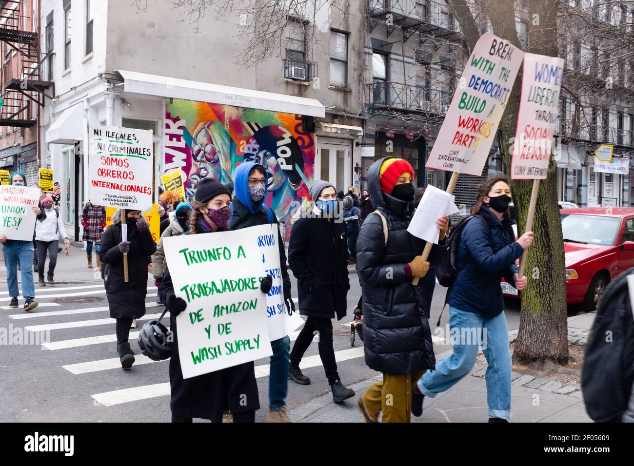 New York, NY - 6 March 2021. Laundry workers from New York’s Laundry ...