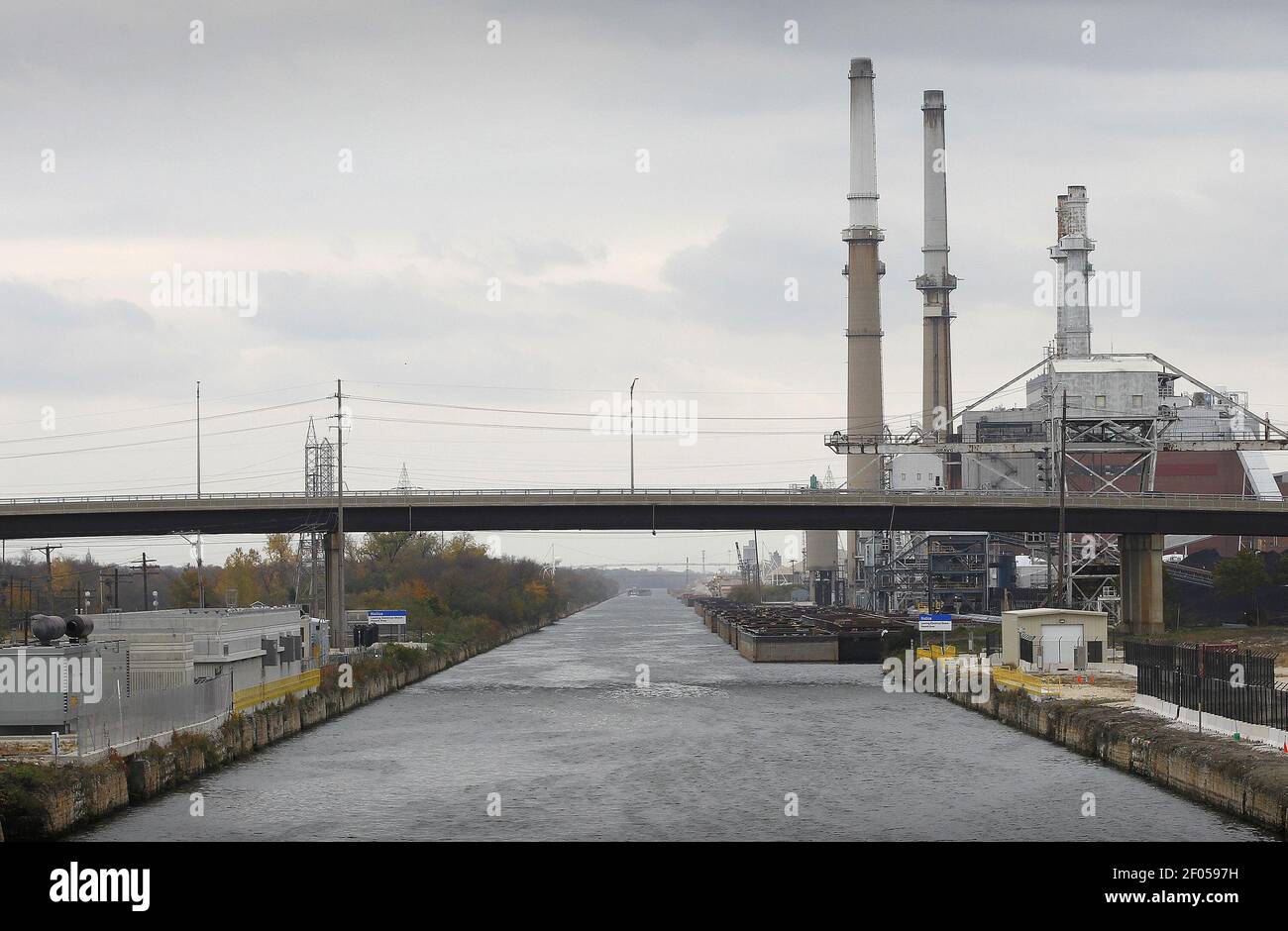 An electric fish barrier is located just north of a coal-fired power ...