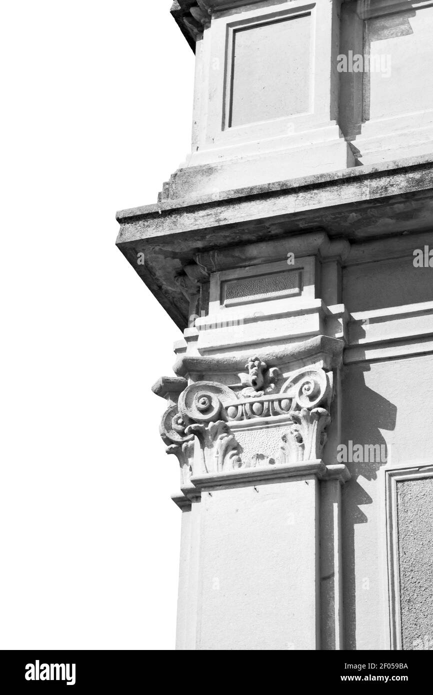 Abstract old column in the country of europe italy and marble brick ...